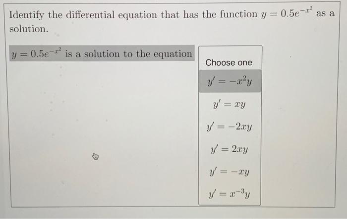 Solved as a Identify the differential equation that has the | Chegg.com