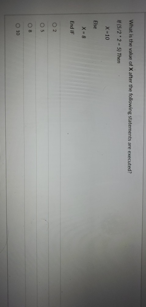 Solved What is the value of X after the following statements | Chegg.com