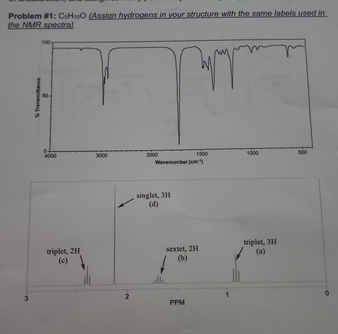 Solved Problem \#1: C5H10O (Assign hydrogens in your | Chegg.com