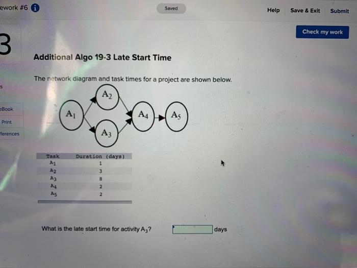 Solved ework #6 Saved Help Save & Exit Submit Check my work | Chegg.com