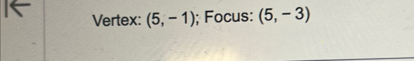 Solved Vertex: (5,-1); Focus: (5,-3) | Chegg.com