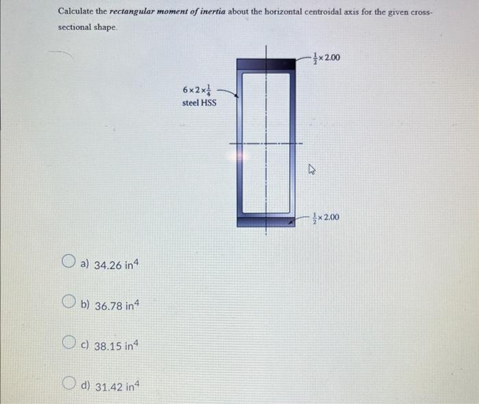 Solved Calculate the rectangular moment of inertia about the | Chegg.com