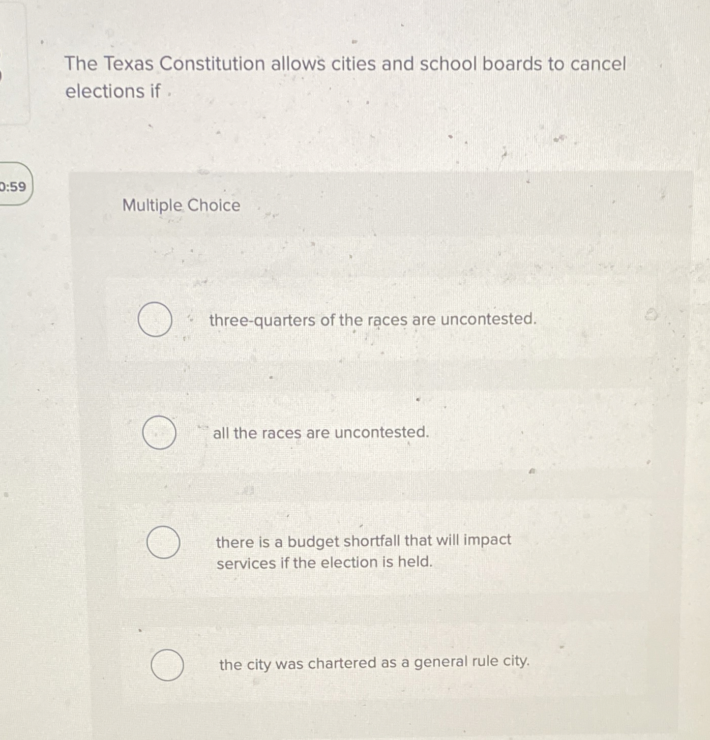 Solved The Texas Constitution allows cities and school | Chegg.com