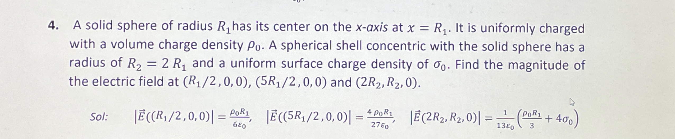 Solved A solid sphere of radius R1 ﻿has its center on the | Chegg.com