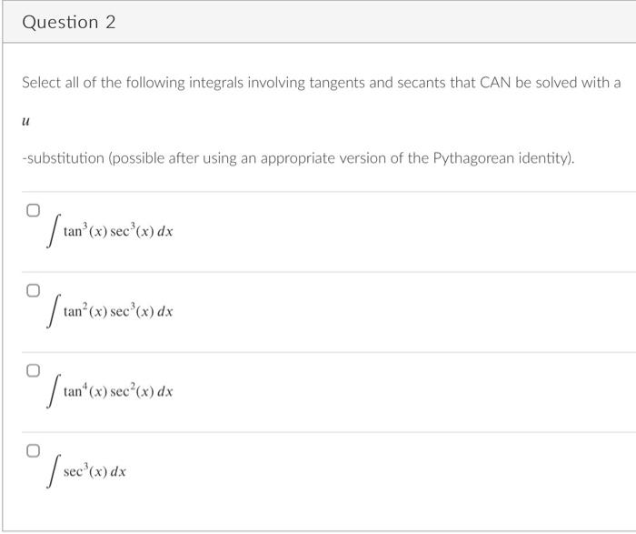 Solved Select all of the following integrals involving sines | Chegg.com