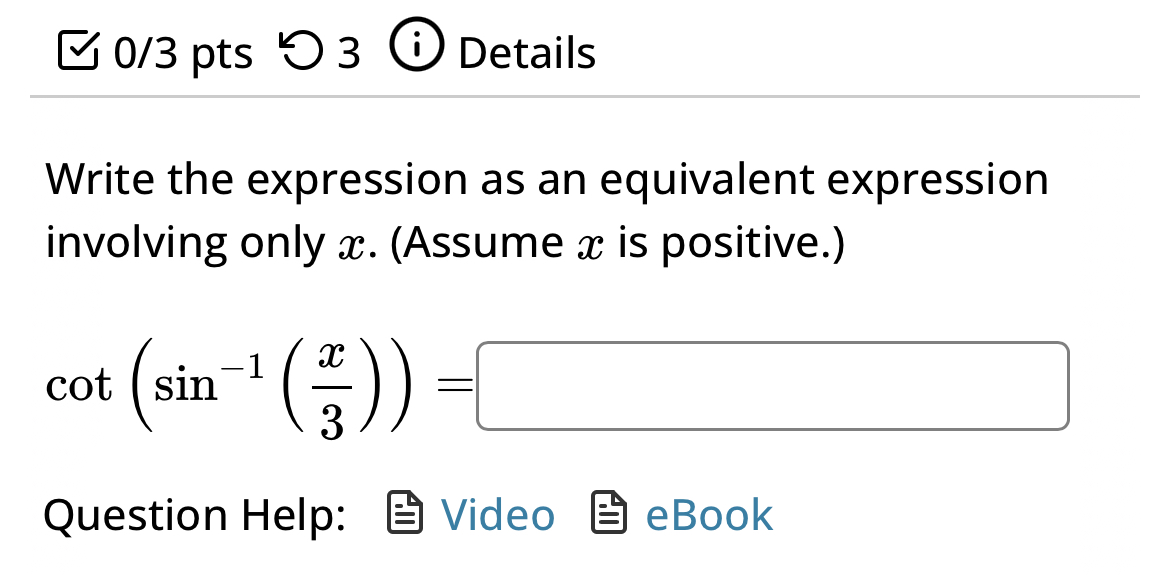 Solved 03 ﻿pts3(i)DetailsWrite the expression as an | Chegg.com