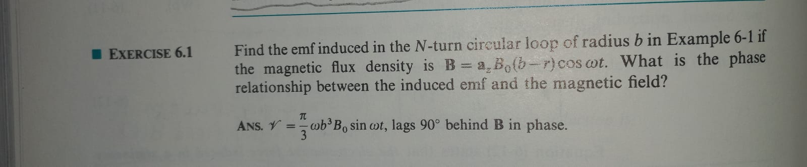 Solved EXERCISE 6.1 ﻿Find the emf induced in the N-turn | Chegg.com