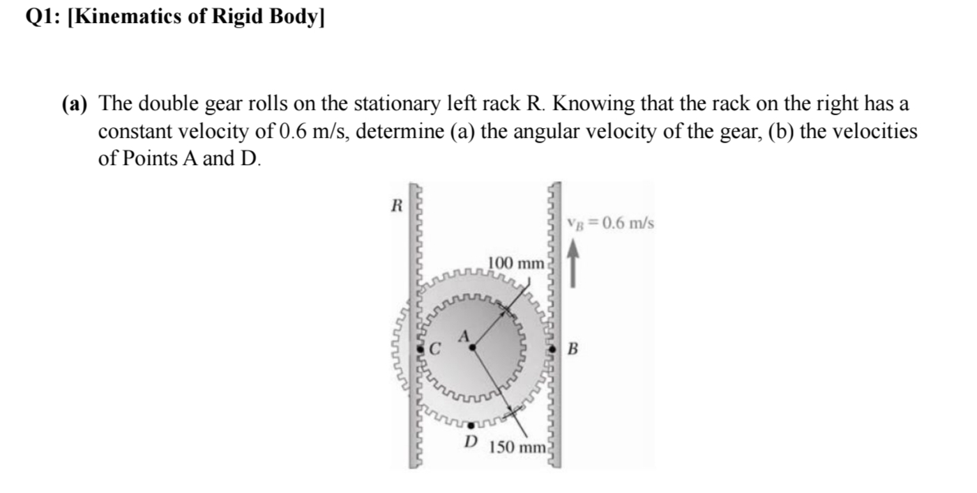 Solved Q1: [Kinematics of Rigid Body](a) ﻿The double gear | Chegg.com