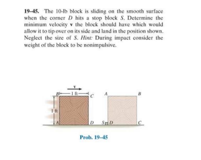 Solved 19-45. The 10-lb block is sliding on the smooth | Chegg.com