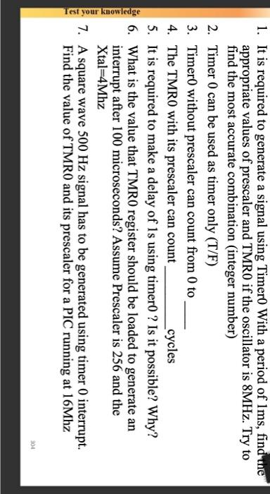 Solved 1. It is required to generate a signal using Timer0 | Chegg.com