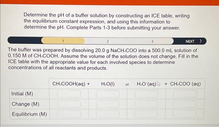 Solved Determine the pH of a buffer solution by constructing | Chegg.com