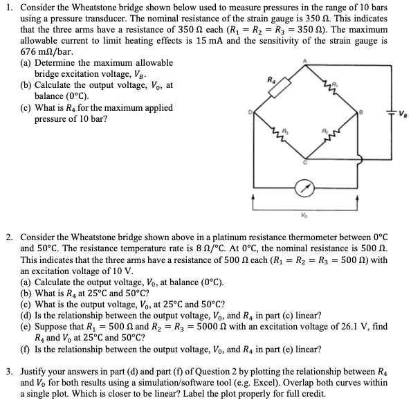 Solved Consider the Wheatstone bridge shown below used to | Chegg.com
