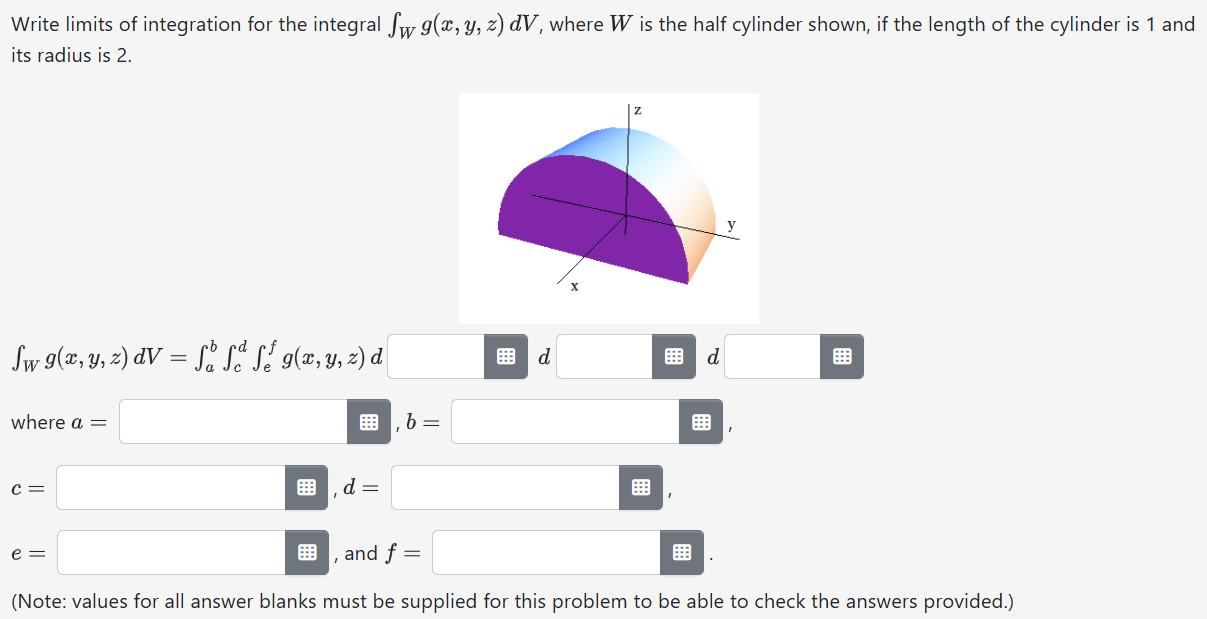 Solved Write limits of ﻿integration for the integral | Chegg.com