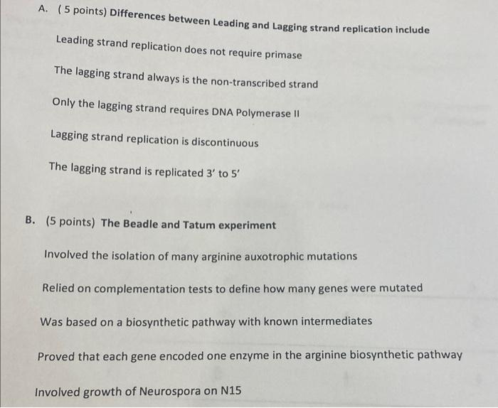 Solved A. ( 5 points) Differences between Leading and | Chegg.com