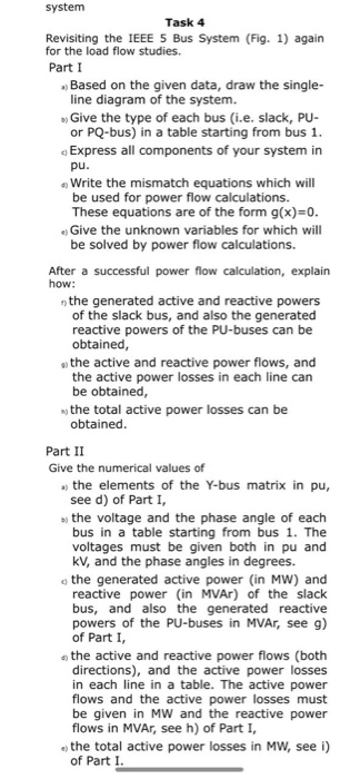 Task 1 Consider the IEEE 5 Bus system below used for | Chegg.com