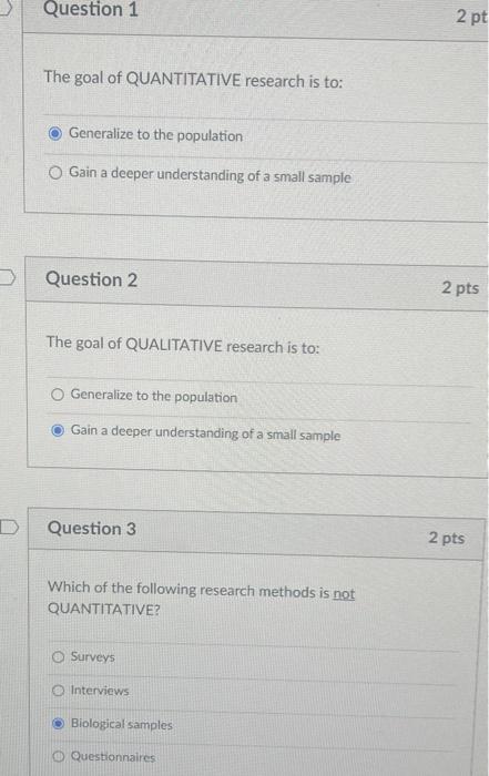 Solved The goal of QUANTITATIVE research is to: Generalize | Chegg.com
