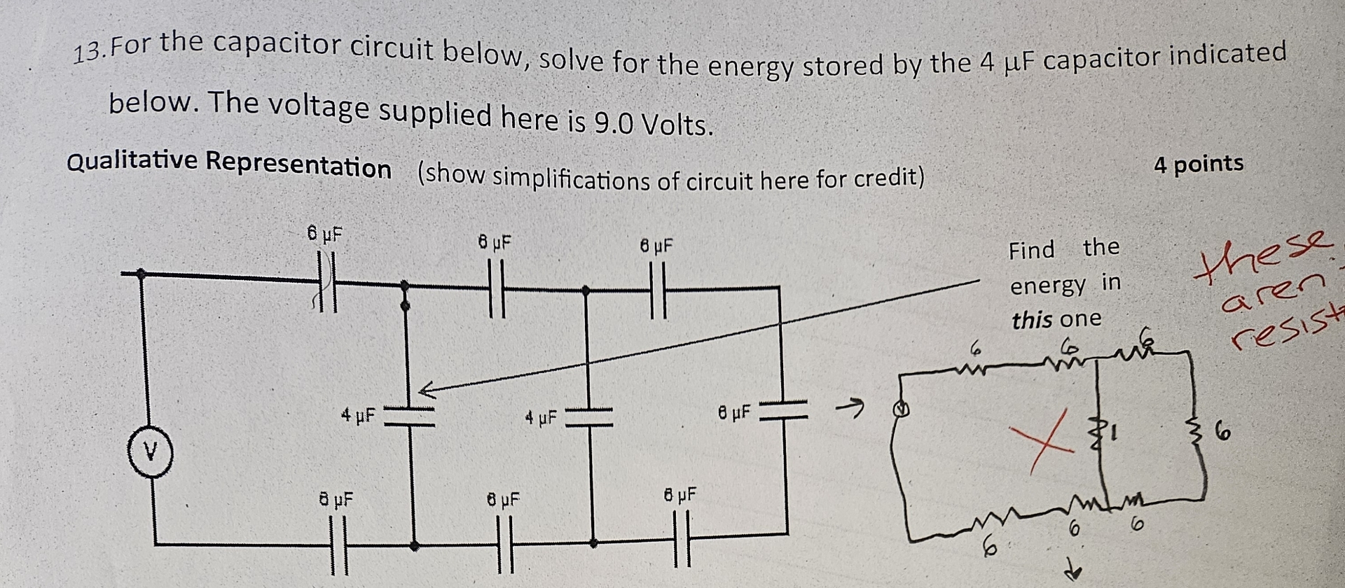 Solved For the capacitor circuit below, solve for the energy | Chegg.com
