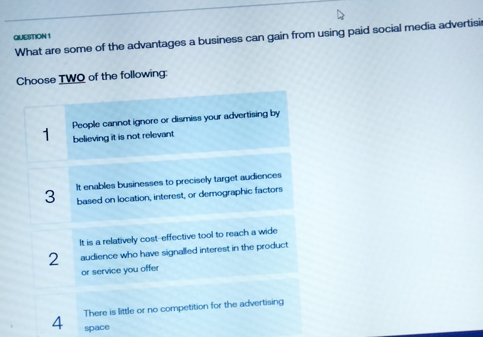 Solved QUESTION1What are some of the advantages a business | Chegg.com