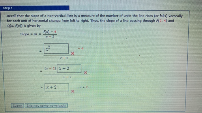 Step 1 Recall that the slope of a non-vertical line | Chegg.com