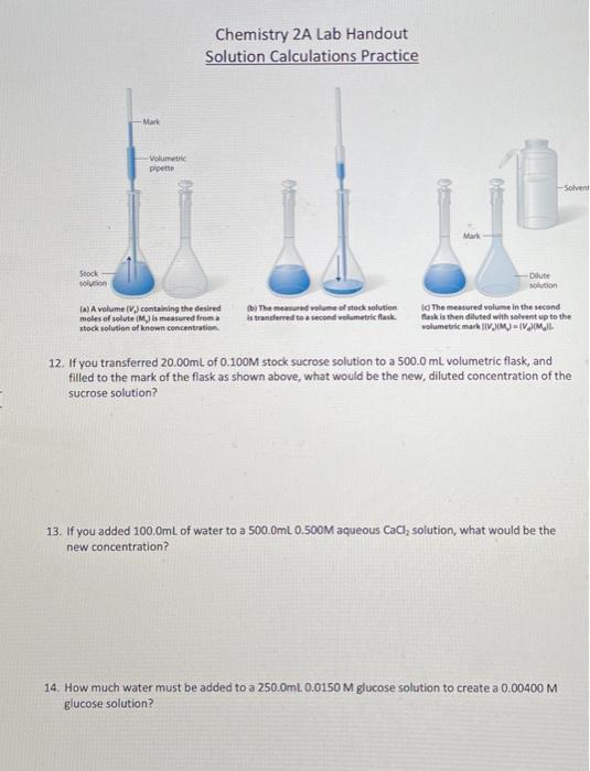 Solved Chemistry 2A Lab Handout Solution Calculations | Chegg.com