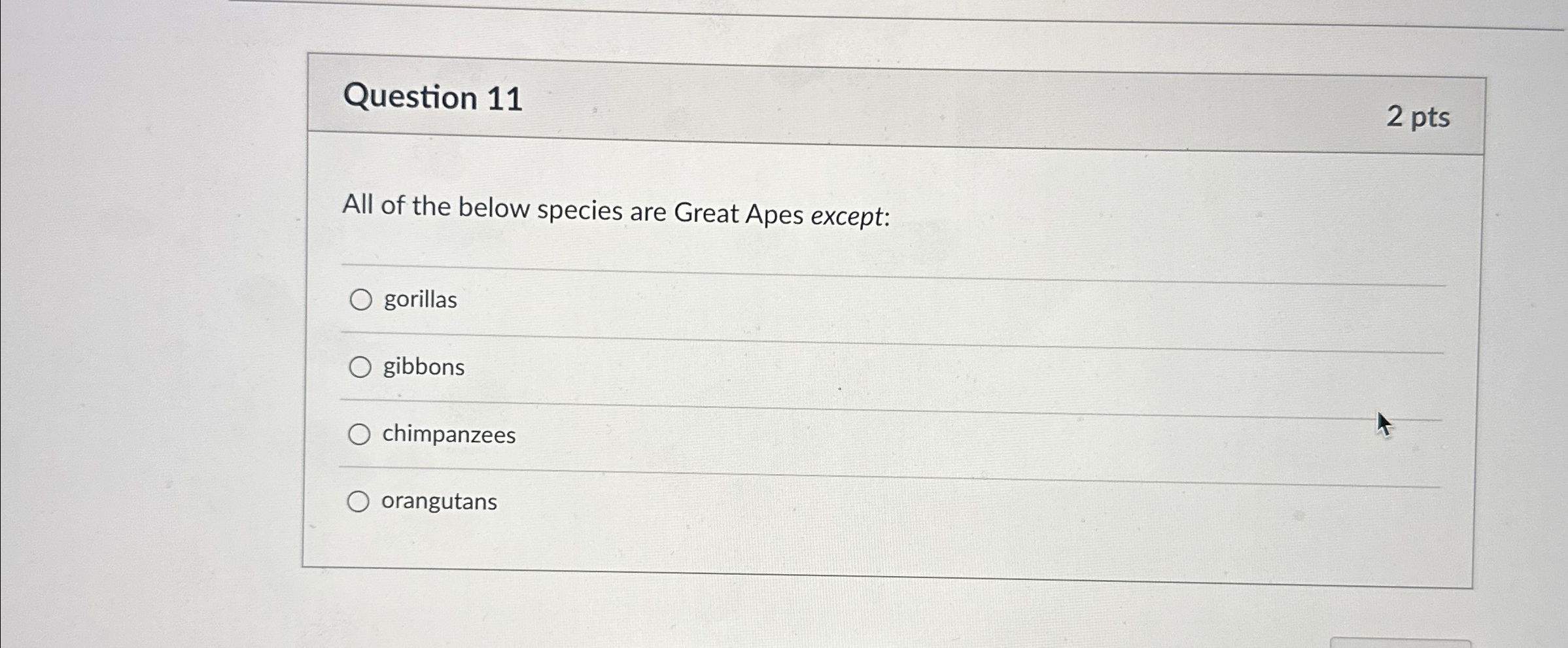 Solved Question 112 ptsAll of the below species are Great | Chegg.com Solved Question 112 ptsAll of the below species are Great | Chegg.com