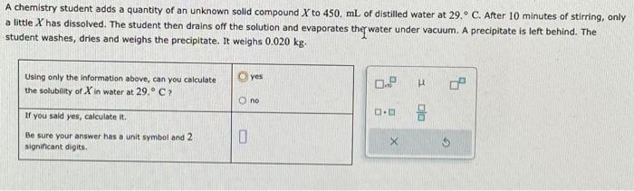 Solved A chemistry student adds a quantity of an unknown | Chegg.com