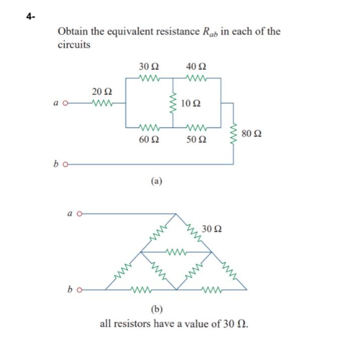 Solved Obtain the equivalent resistance Rab in each of the | Chegg.com