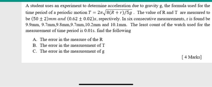 Solved A student uses an experiment to determine | Chegg.com