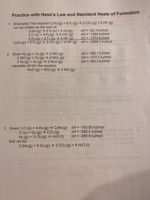 Solved Practice with Hess's Law and Standard Heats of | Chegg.com
