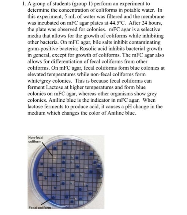 Solved 1. A group of students (group 1) perform an | Chegg.com