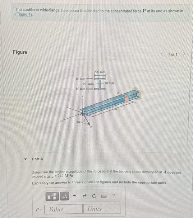 Solved The cantilever wide-flange steel beam is subjected to | Chegg.com