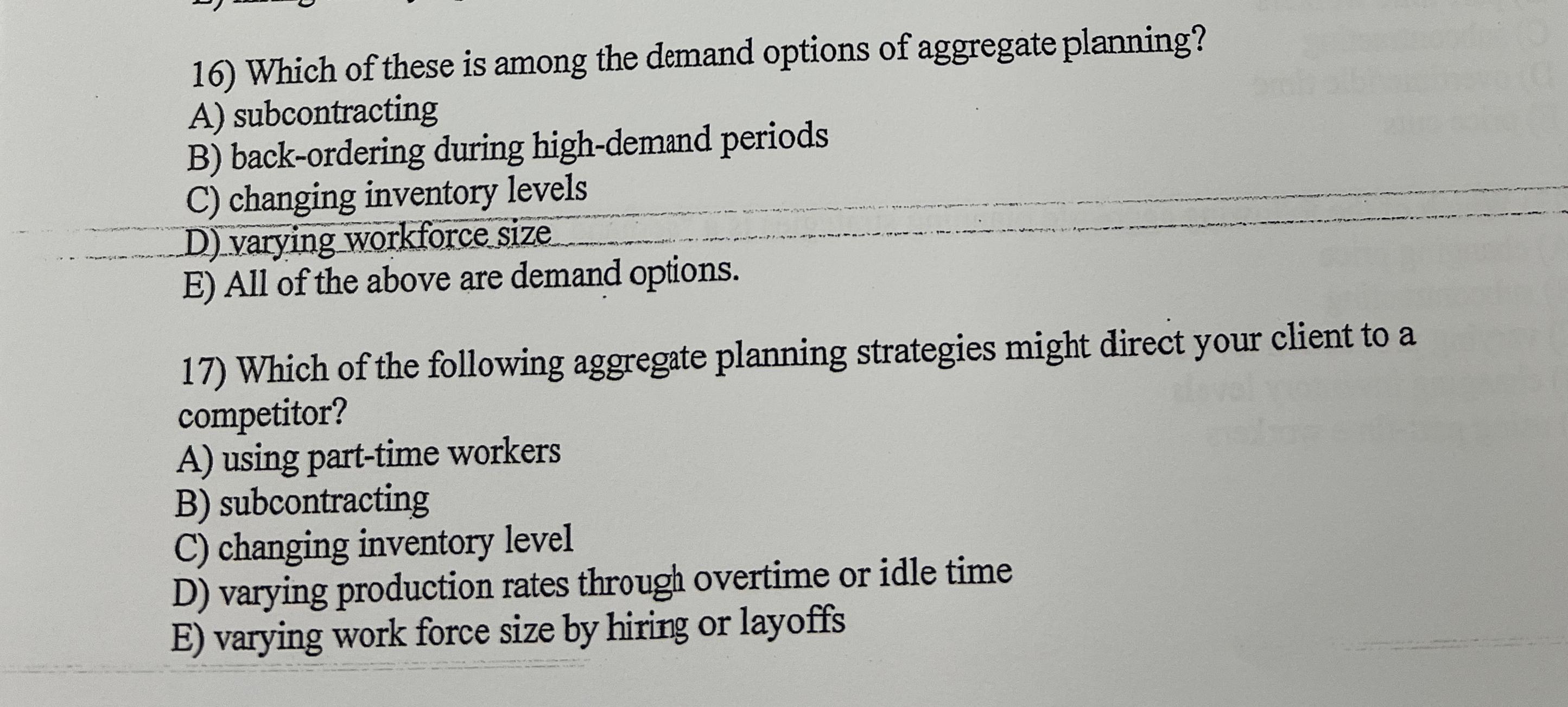 Solved Which of these is among the demand options of | Chegg.com