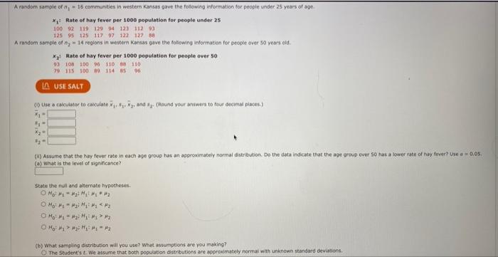 Solved Kandom sampie of π1=16 comnsunties in westem Kansas | Chegg.com