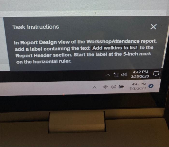 Solved Task Instructions With the Workshops table in Design | Chegg.com