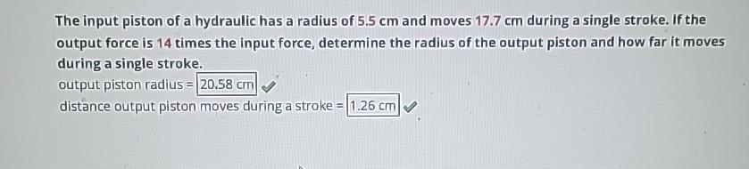 Solved The input piston of a hydraulic has a radius of 5.5cm | Chegg.com