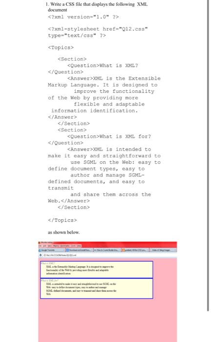 Solved 1 Write A Css File That Displays The Following Xml 4362