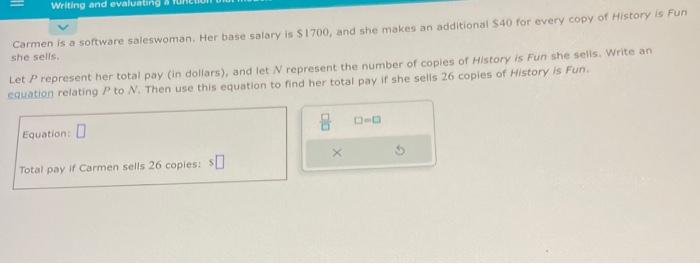 Solved Carmen is a software saleswoman. Her base salary is | Chegg.com