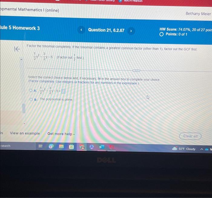 Solved Factor the trinomial completely. If the trinomial | Chegg.com