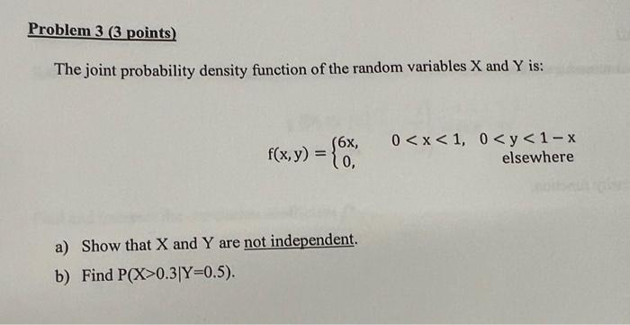 Solved The joint probability density function of the random | Chegg.com