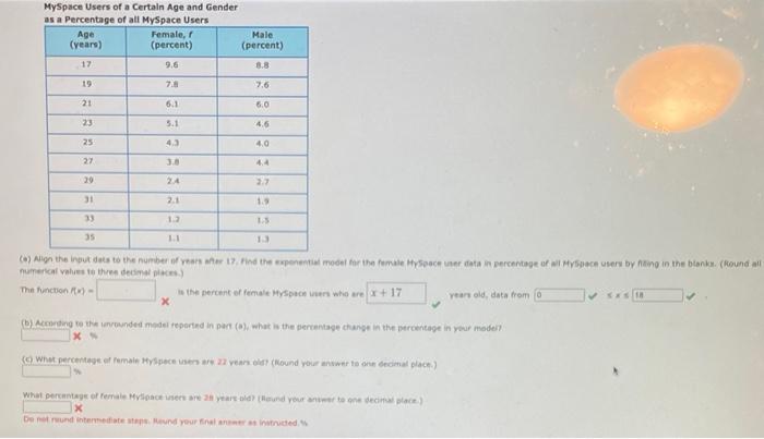 MySpace Users of a Certain Age and Gender as a | Chegg.com