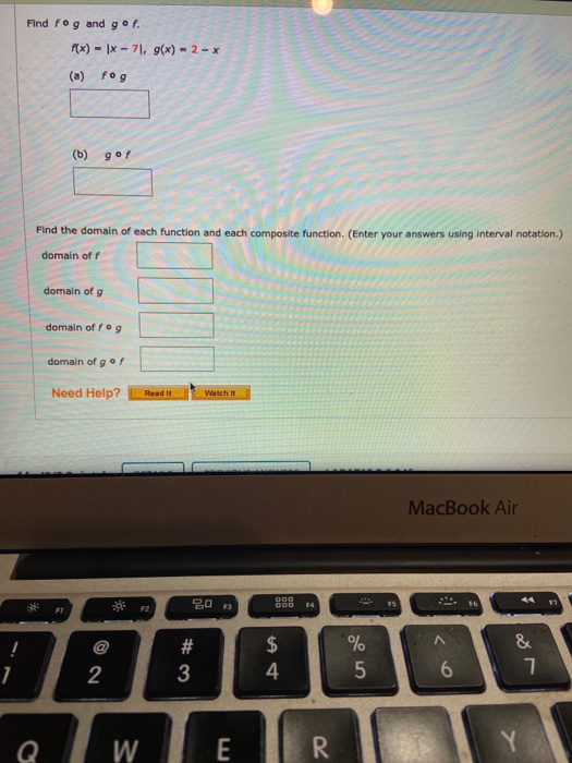 Solved Find fog and gof. f(x) - 1x - 71, g(x) - 2 - x (a) | Chegg.com