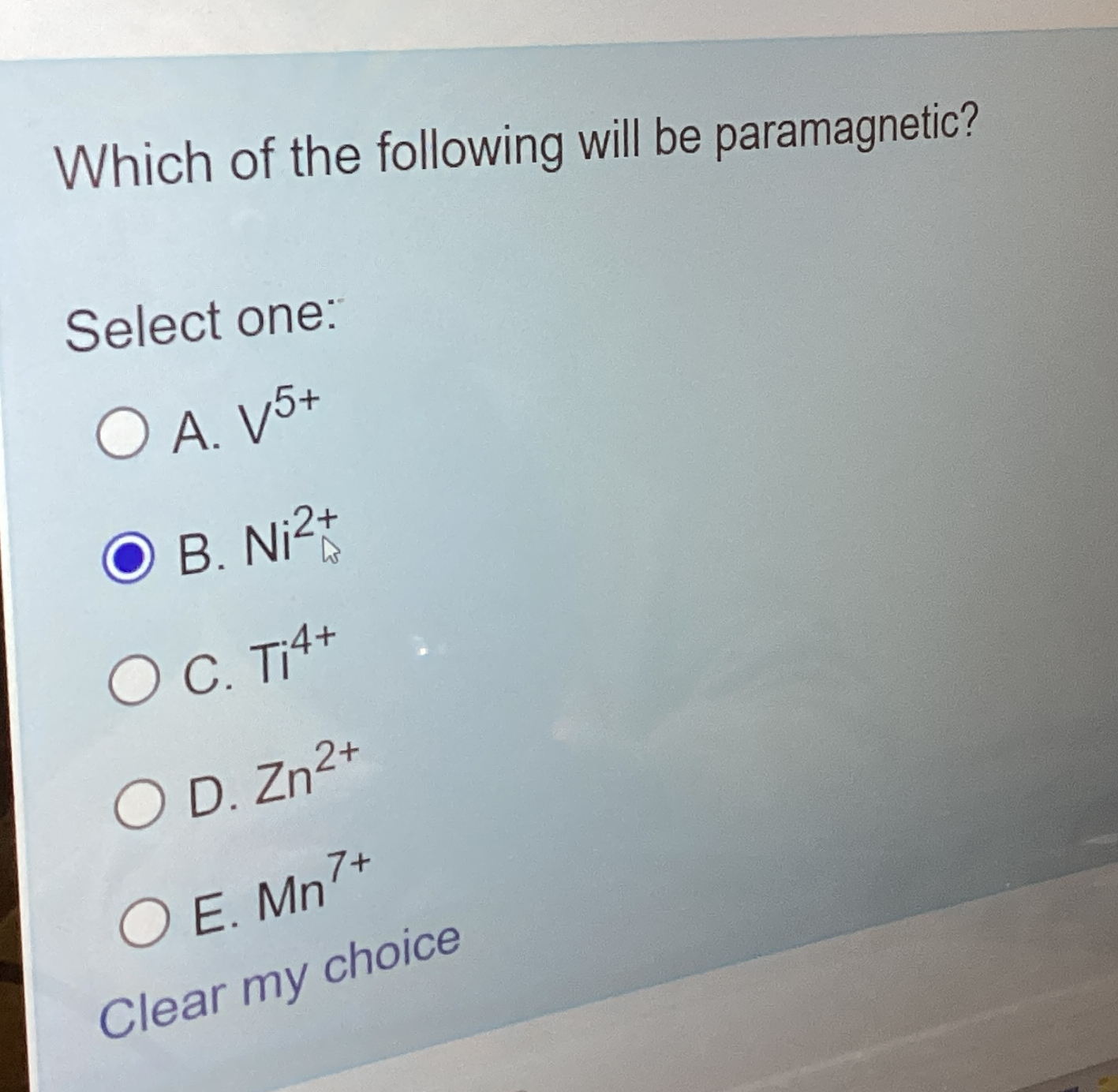 Solved Which of the following will be paramagnetic?Select | Chegg.com