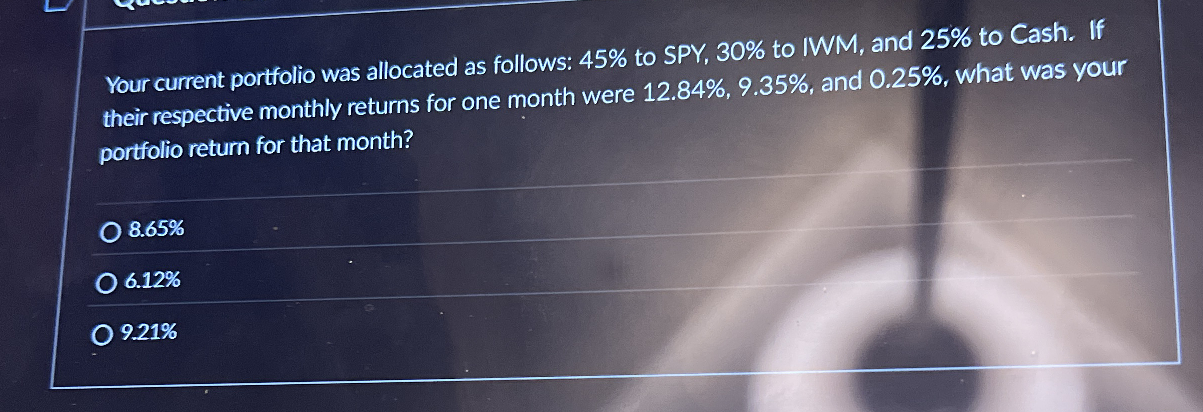 Solved Your current portfolio was allocated as follows: 45% | Chegg.com