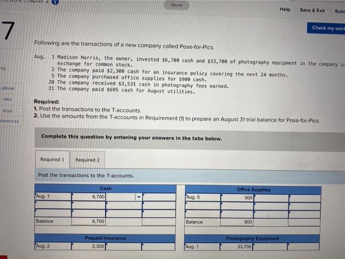 Solved Saved Help Save & Exit Sub 7 Check my work Following | Chegg.com