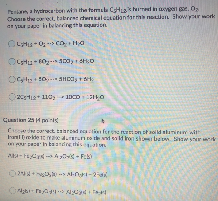 Solved Pentane, a hydrocarbon with the formula C5H12, is | Chegg.com