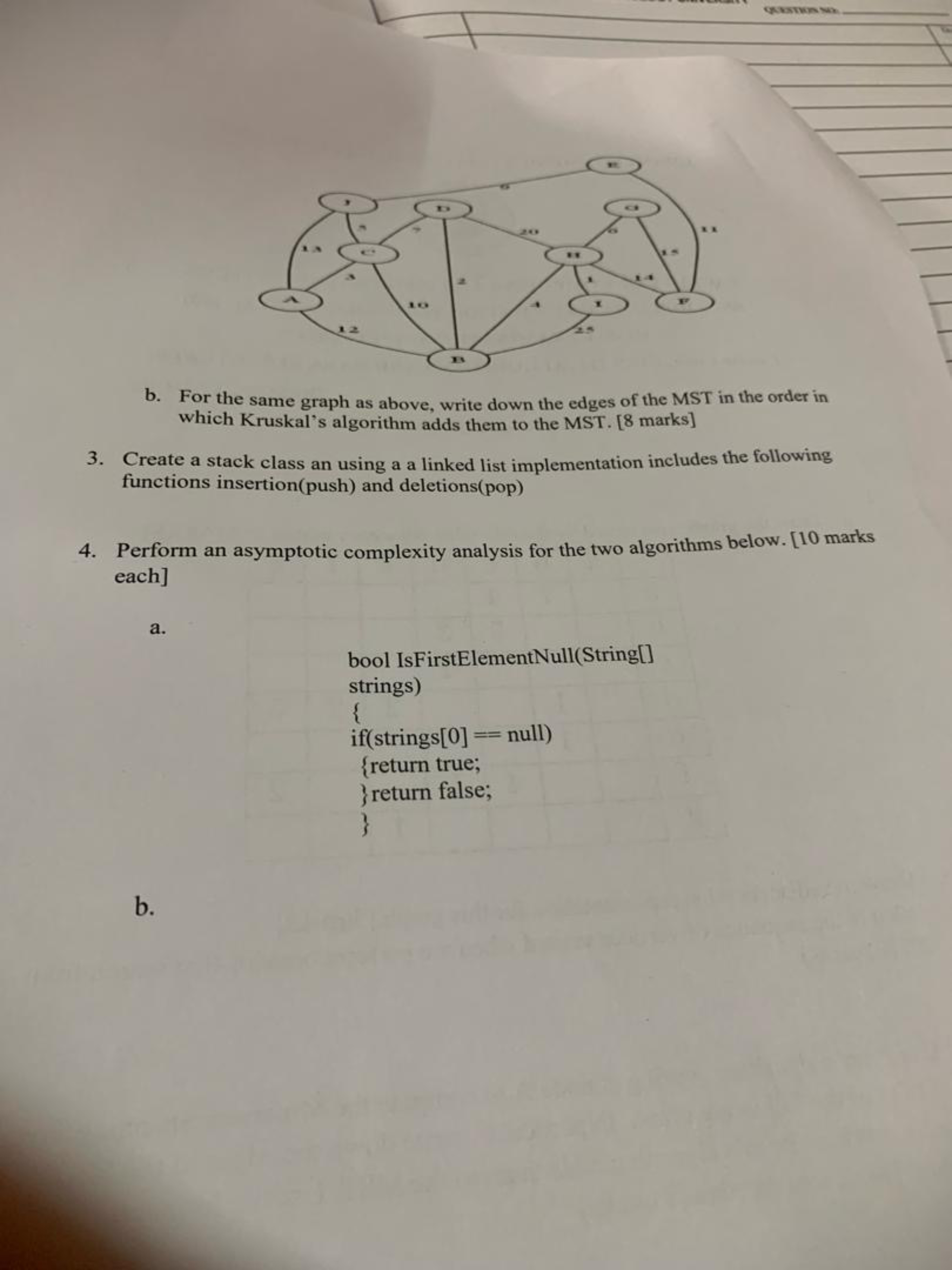 Solved b. ﻿For the same graph as above, write down the edges | Chegg.com