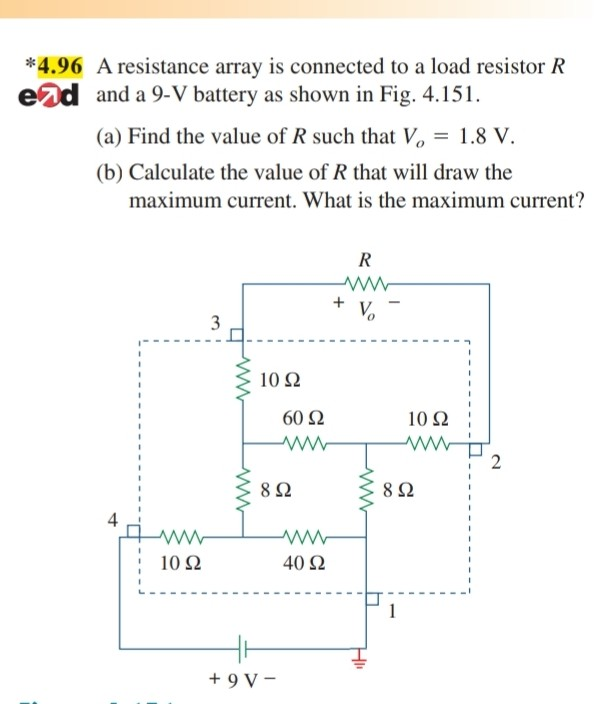 Solved *4.96 A resistance array is connected to a load | Chegg.com