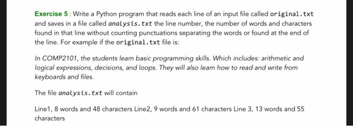 Solved Exercise 5: Write a Python program that reads each | Chegg.com