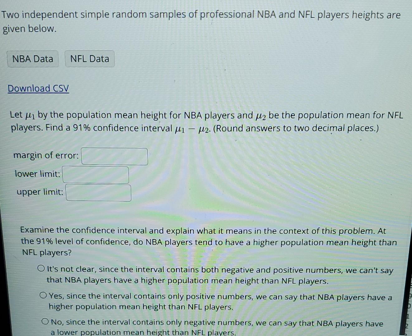Solved Two independent simple random samples of professional | Chegg.com
