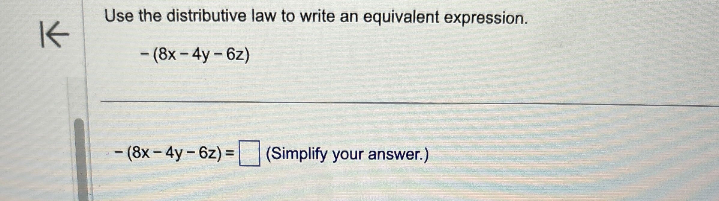 Solved Use the distributive law to write an equivalent | Chegg.com